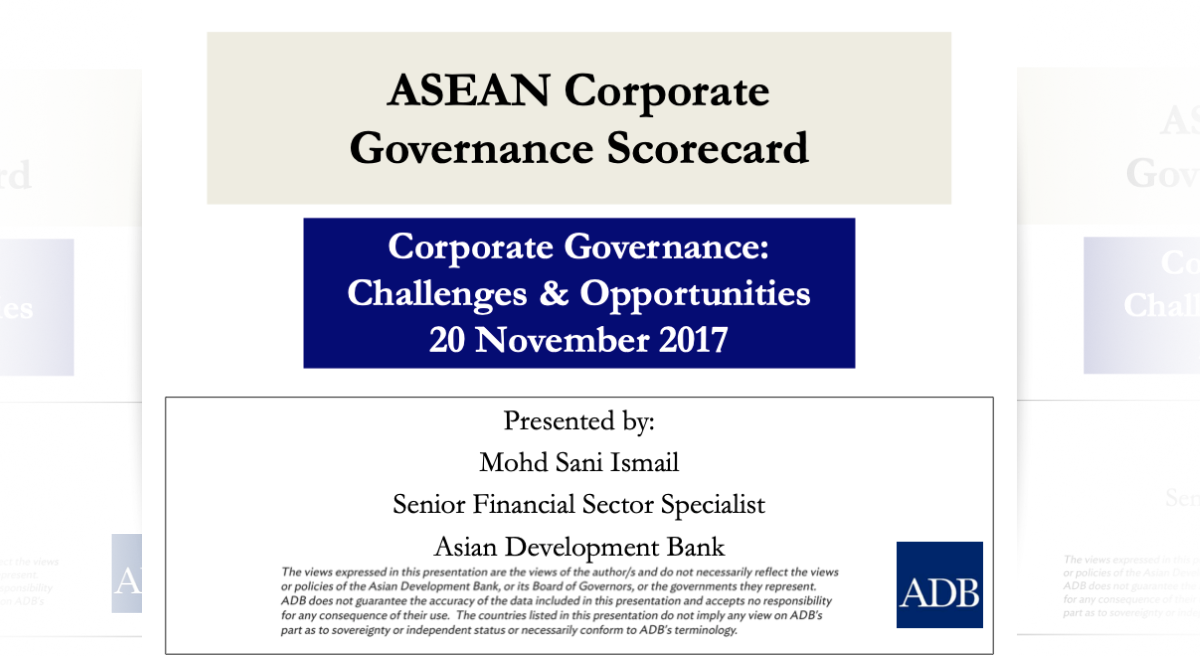 ASEAN Corporate Governance Scorecard | ADB’s Law and Policy Reform Program